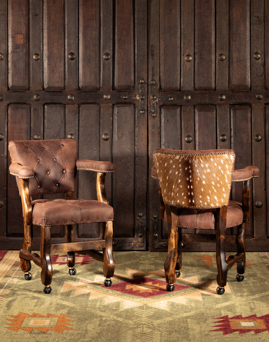 Axis Hide Caster Chair | Tufted Leather - Distressed | Western | Casa ...