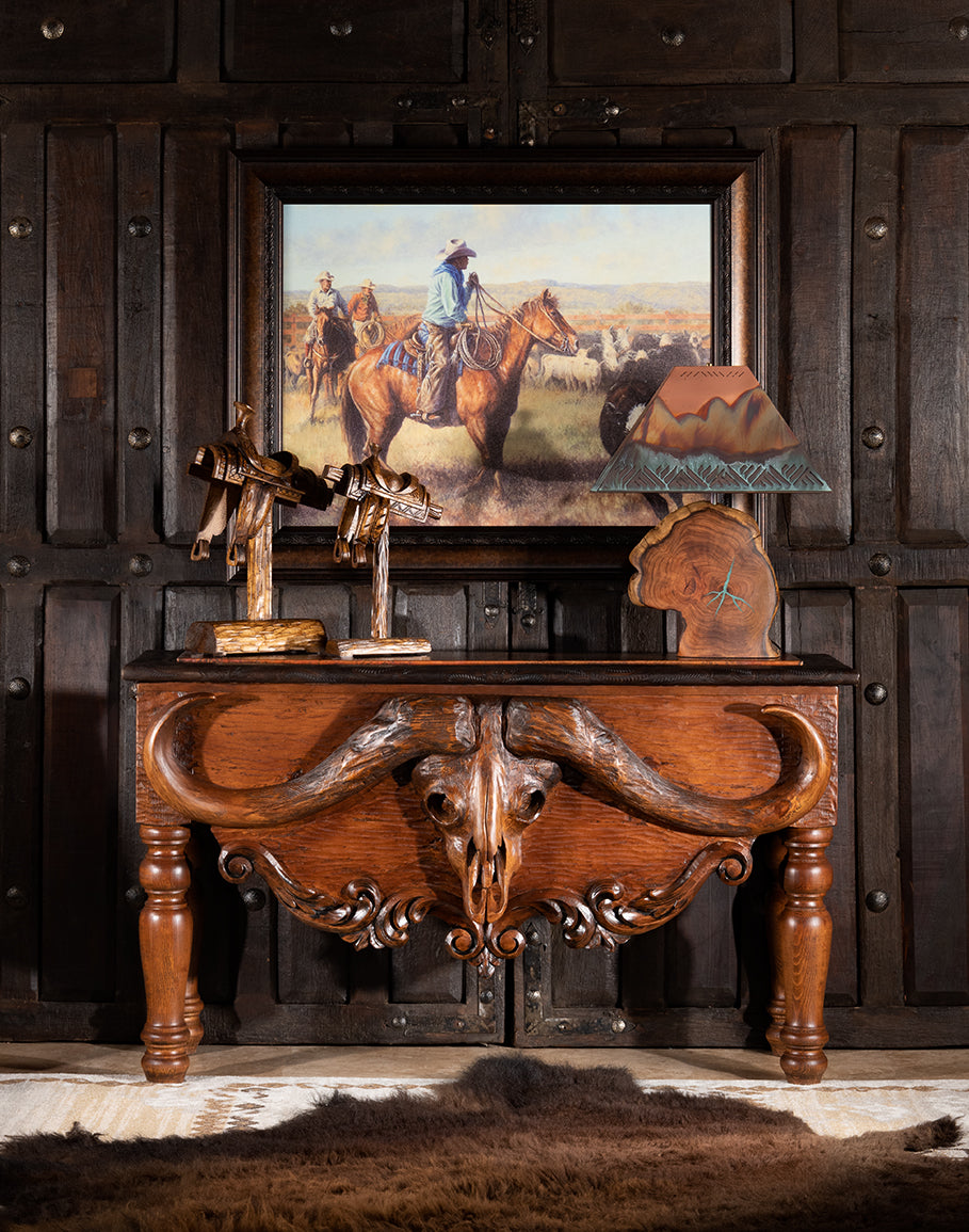 Buffalo Carved Wood Console Table | Casa De Myers – casademyers.com